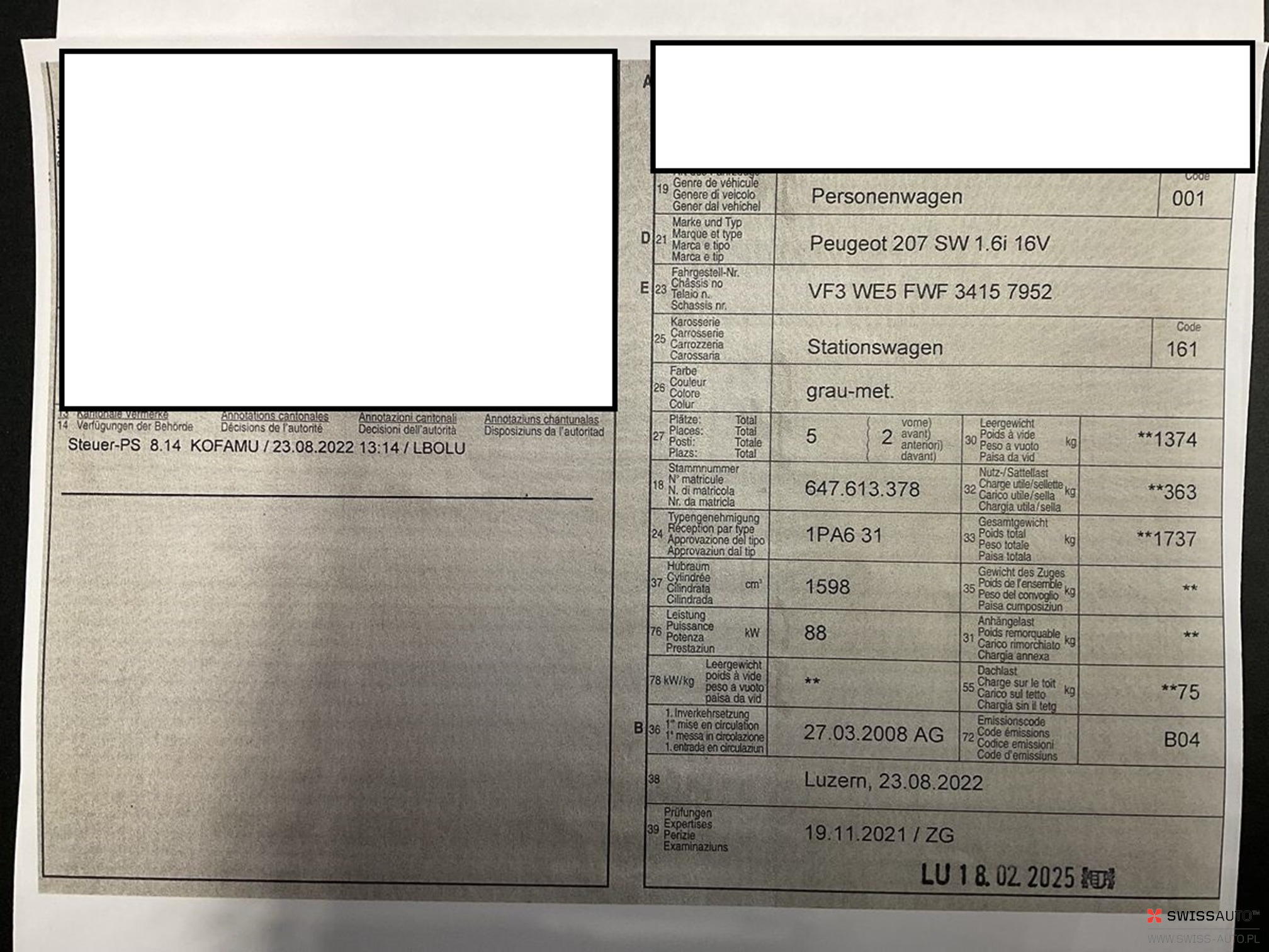Swiss-auto.pl - PEUGEOT 207 SW 1.6i 16V